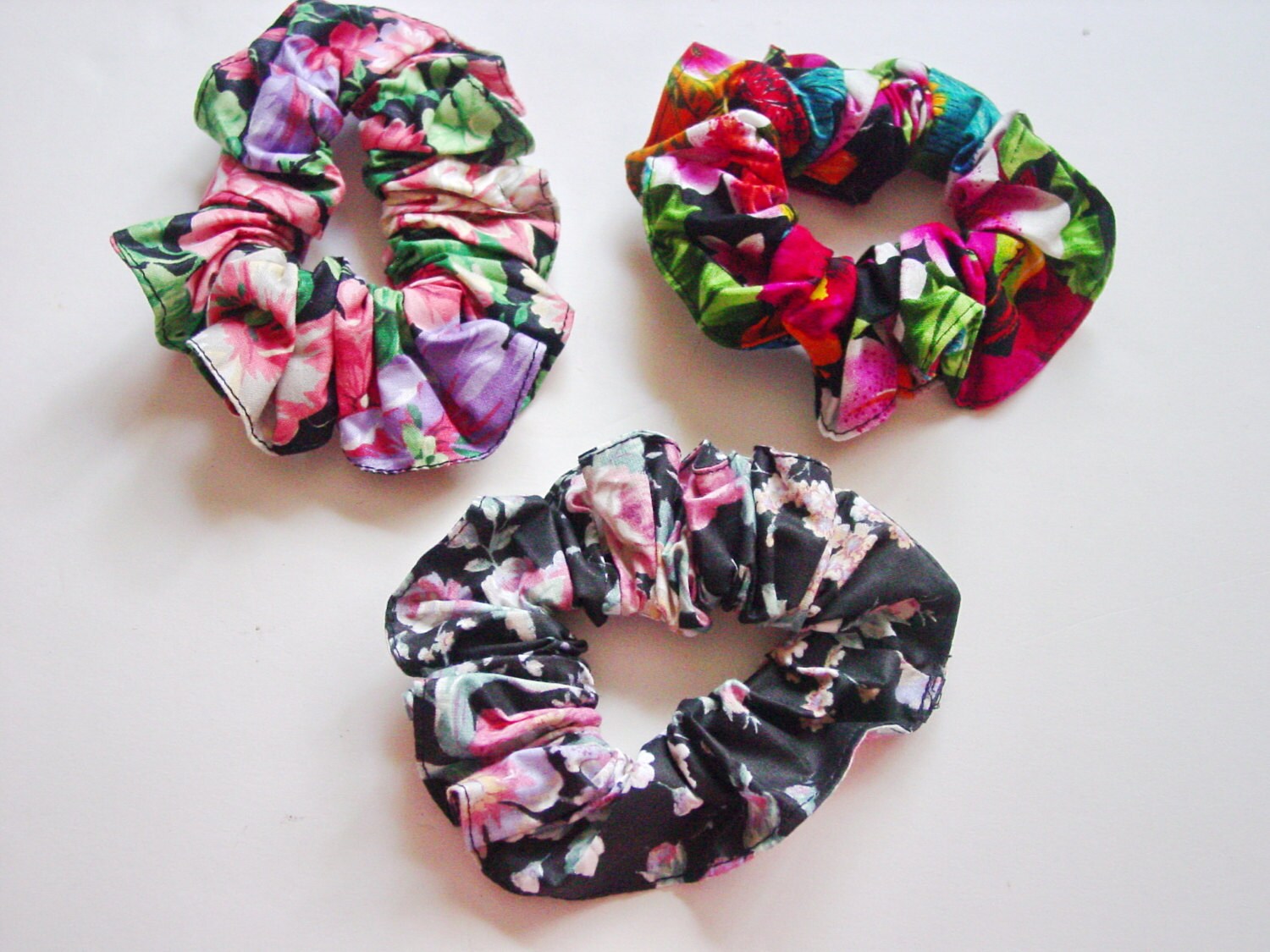Flower Full Fabric Scrunchies 100% Cotton Made in USA Set of 2 - Etsy