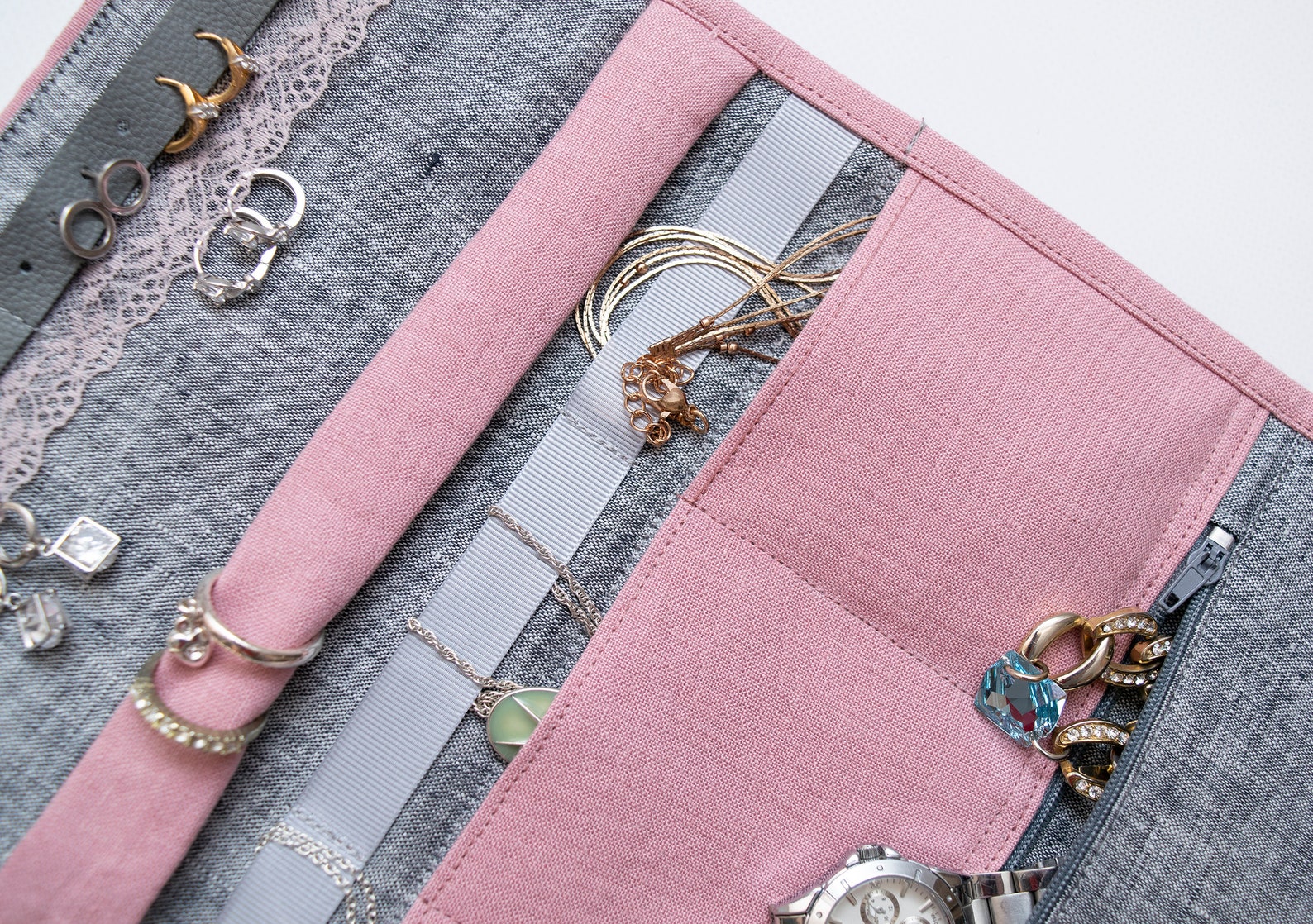 Travel Organizer Jewelry Roll. Holder Jewelry Storage. Womens - Etsy