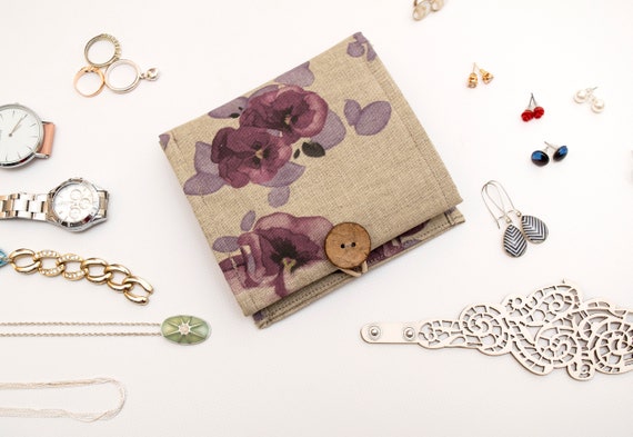 Travel organizer jewelry roll MINI holder for jewelry travel | Etsy