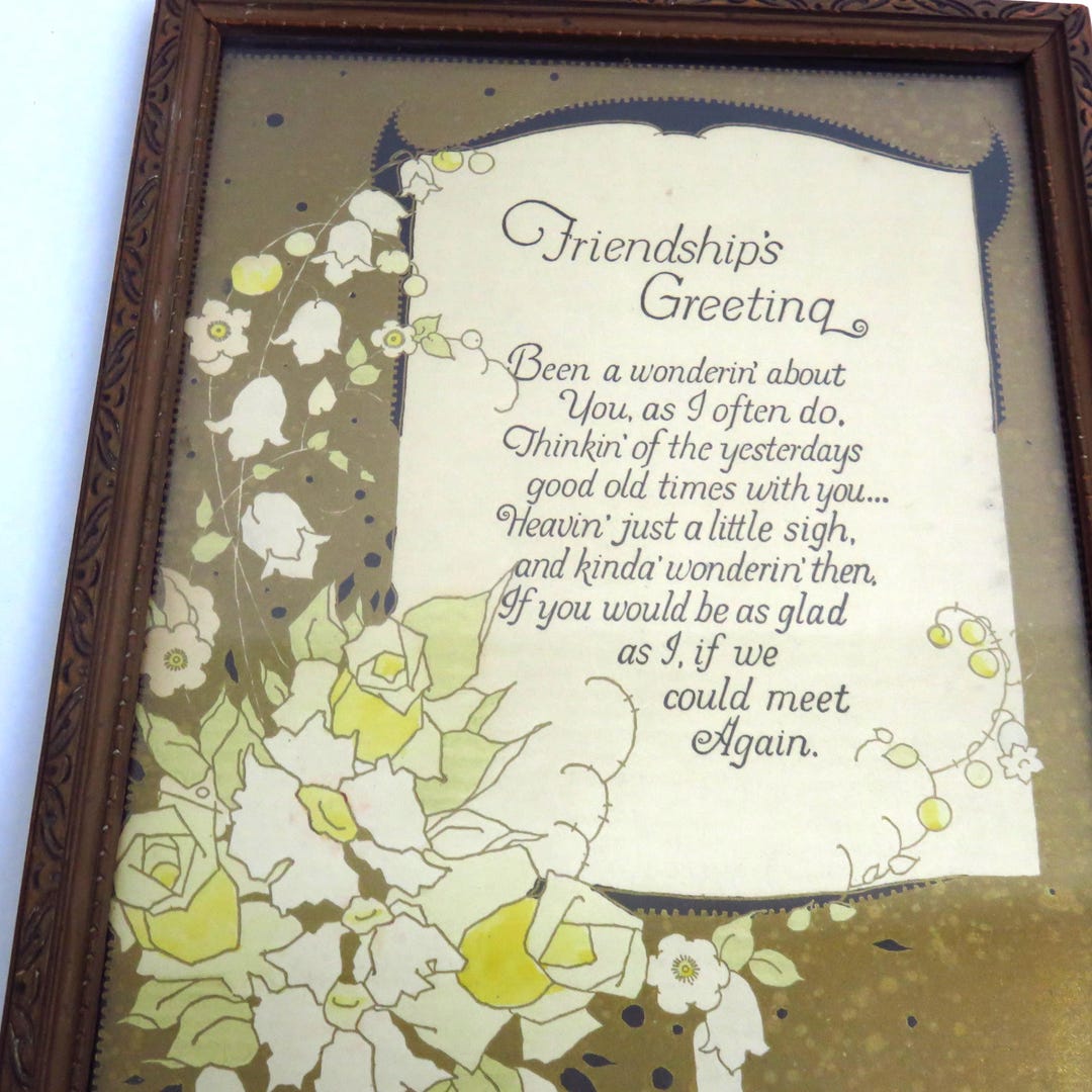 Vintage Motto Poem “friendship’s Greeting” Framed Print - Etsy