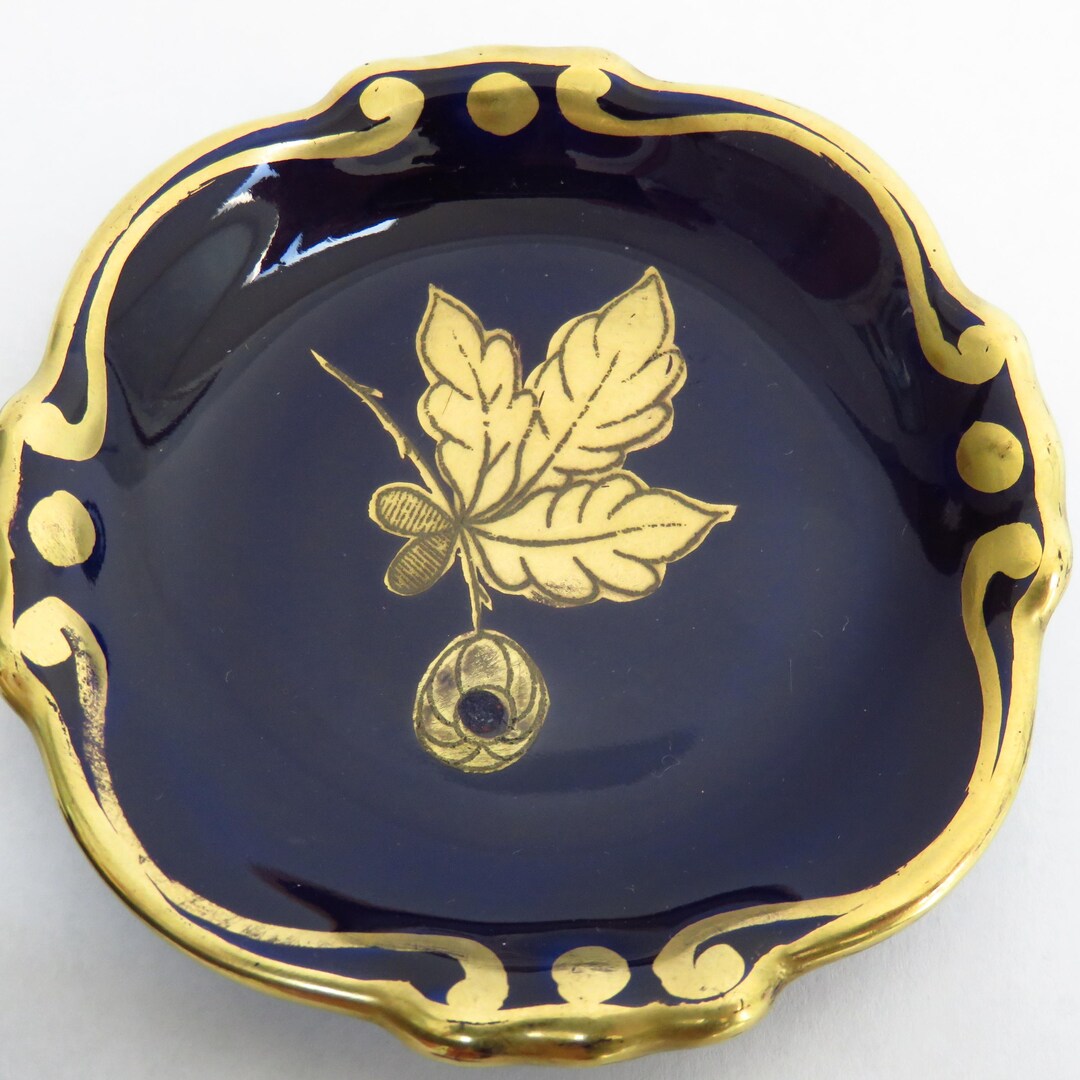 Vintage German Echt Kobalt Blue Porcelain Floral Dish - Etsy