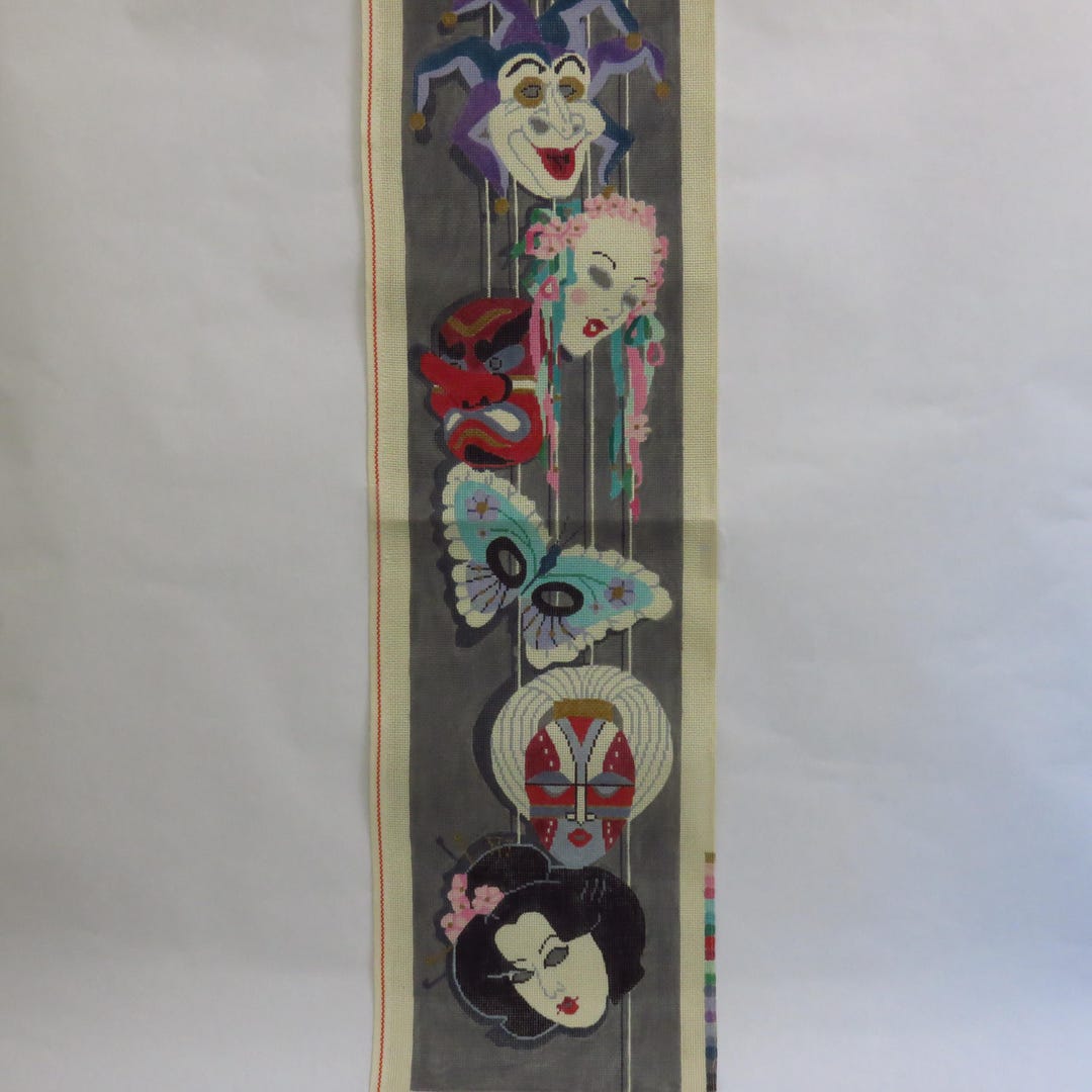 Vintage Needlepoint Canvas Masks Hand Painted Wall Hanging - Etsy