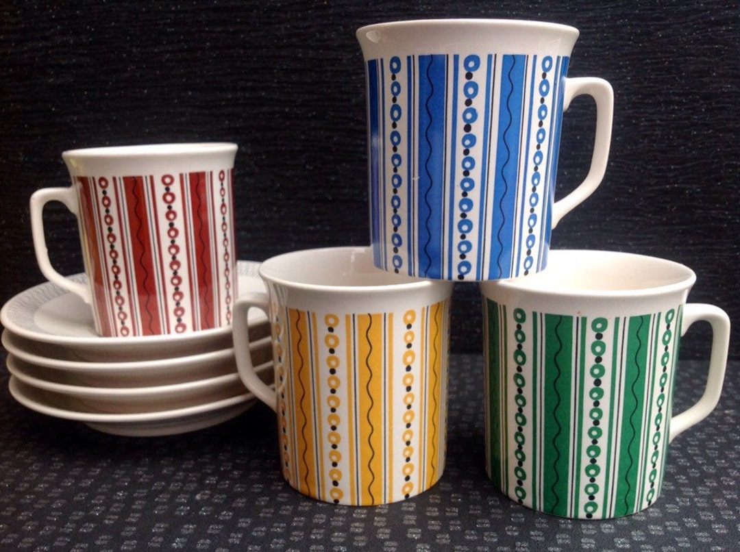 Vintage 1960's Coffee Mugs and Saucers Made Be Villeroy - Etsy