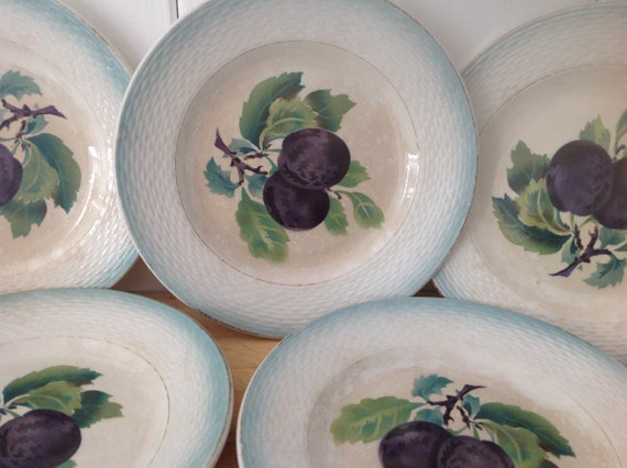 Antique French Porcelain Fruit Plates ST AMAND French | Etsy