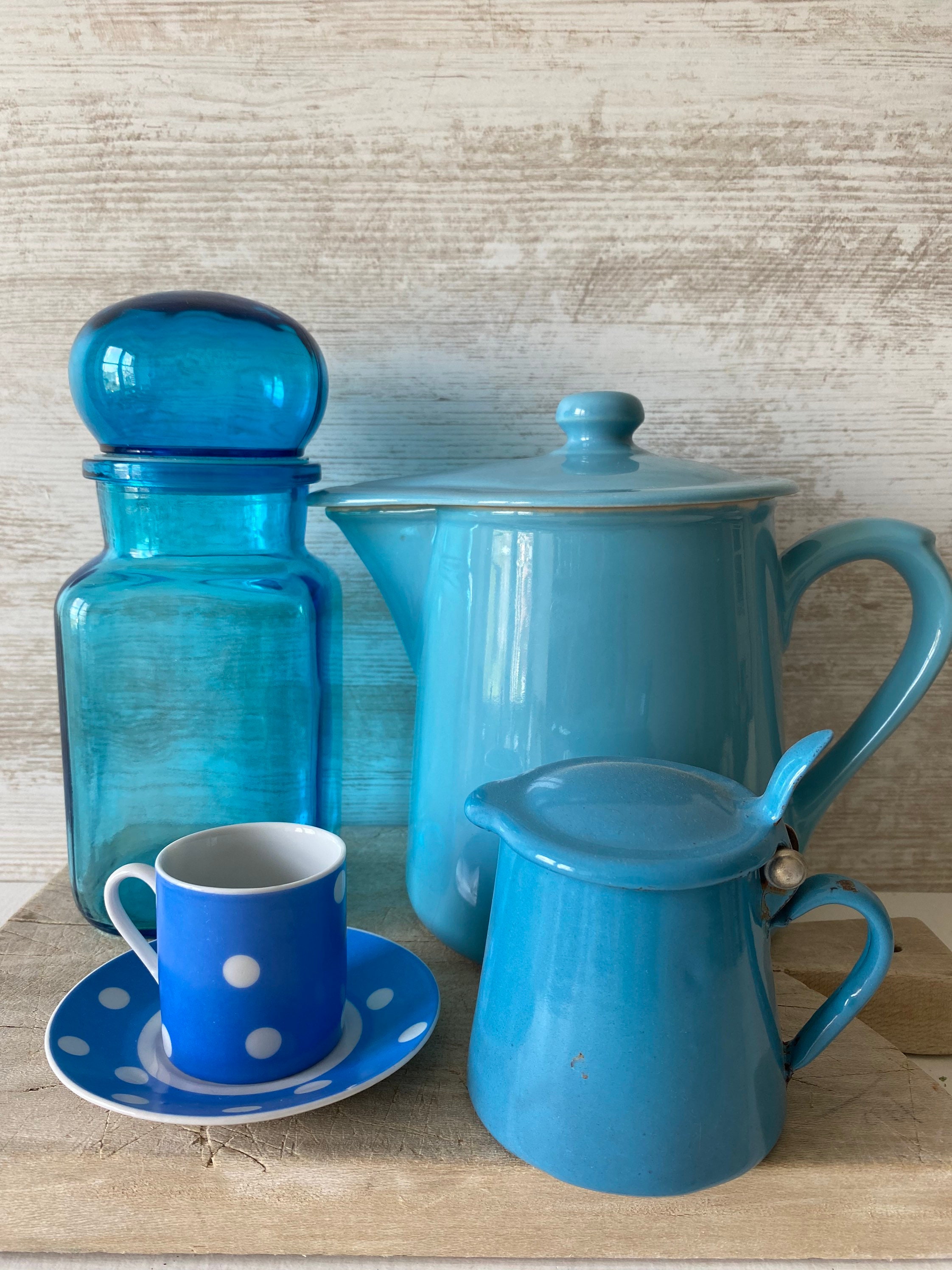 Vintage Bright blue Ceramic Coffee pot. Large size Melitta | Etsy