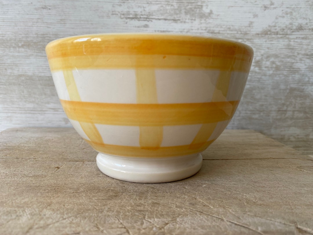 Vintage French Cafe Au Lait Bowl, French Coffee Bowl, Bright Yellow ...