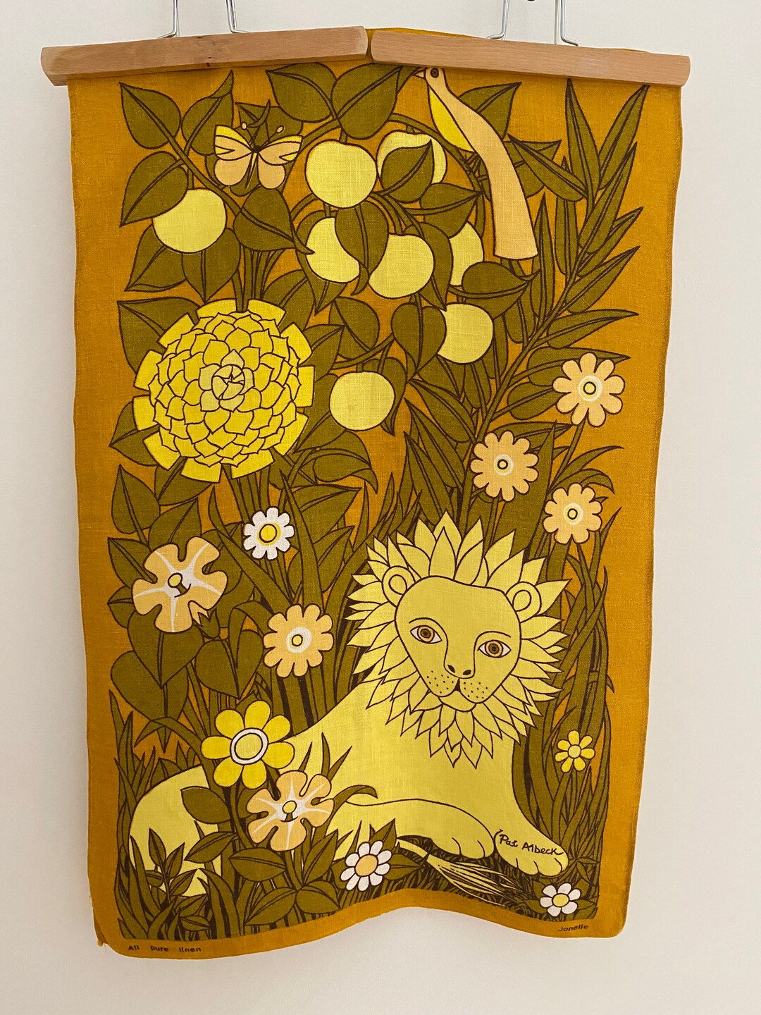 1970s Pat Albeck Design for Jonelle Lion in the Flowers Stunning Design ...