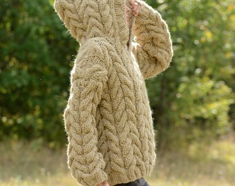 MADE to ORDER Fluffy Thick Hand Knit Sweater Fuzzy Mohair