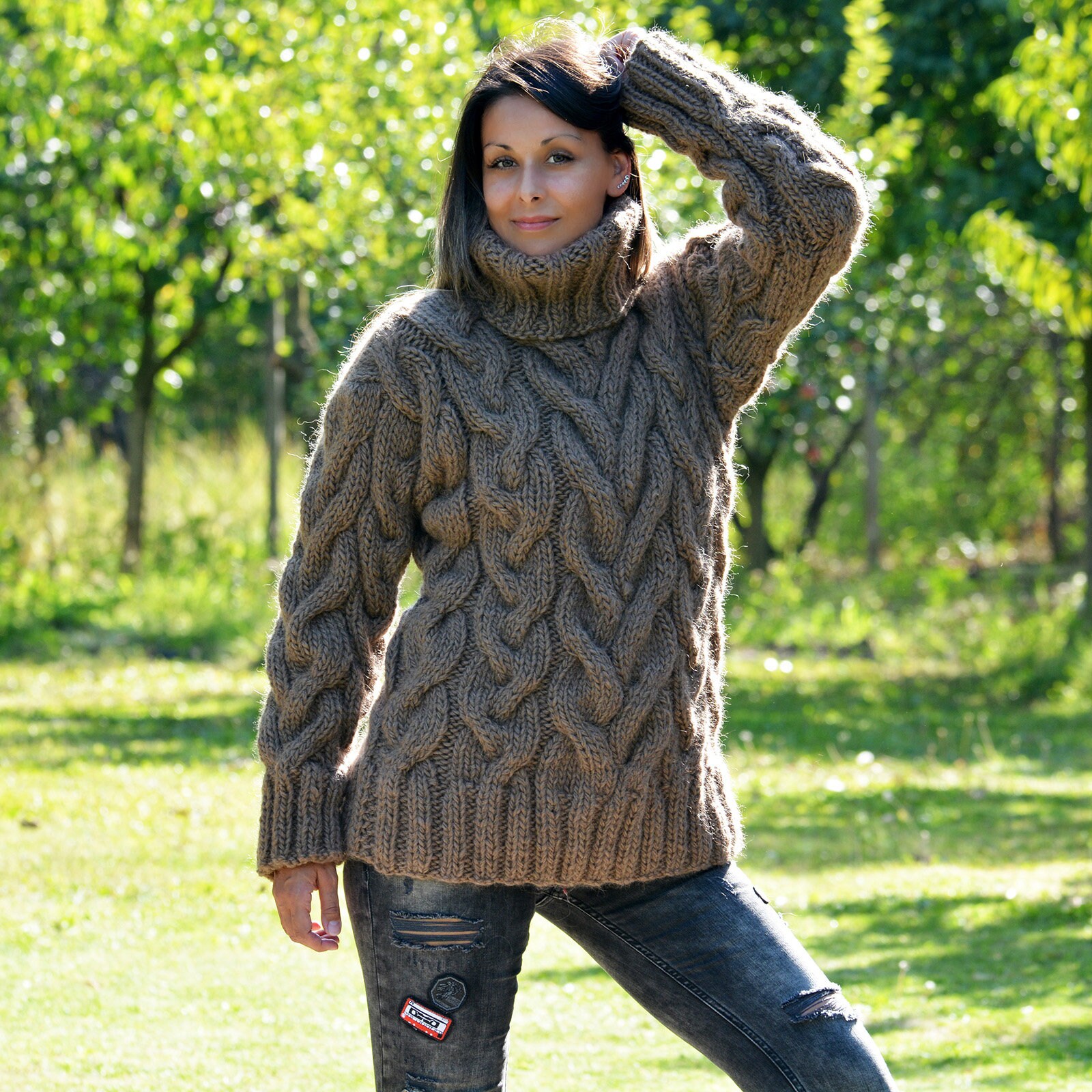 Made to Order Hand Knitted Pure Soft Wool Sweater Light Beige - Etsy