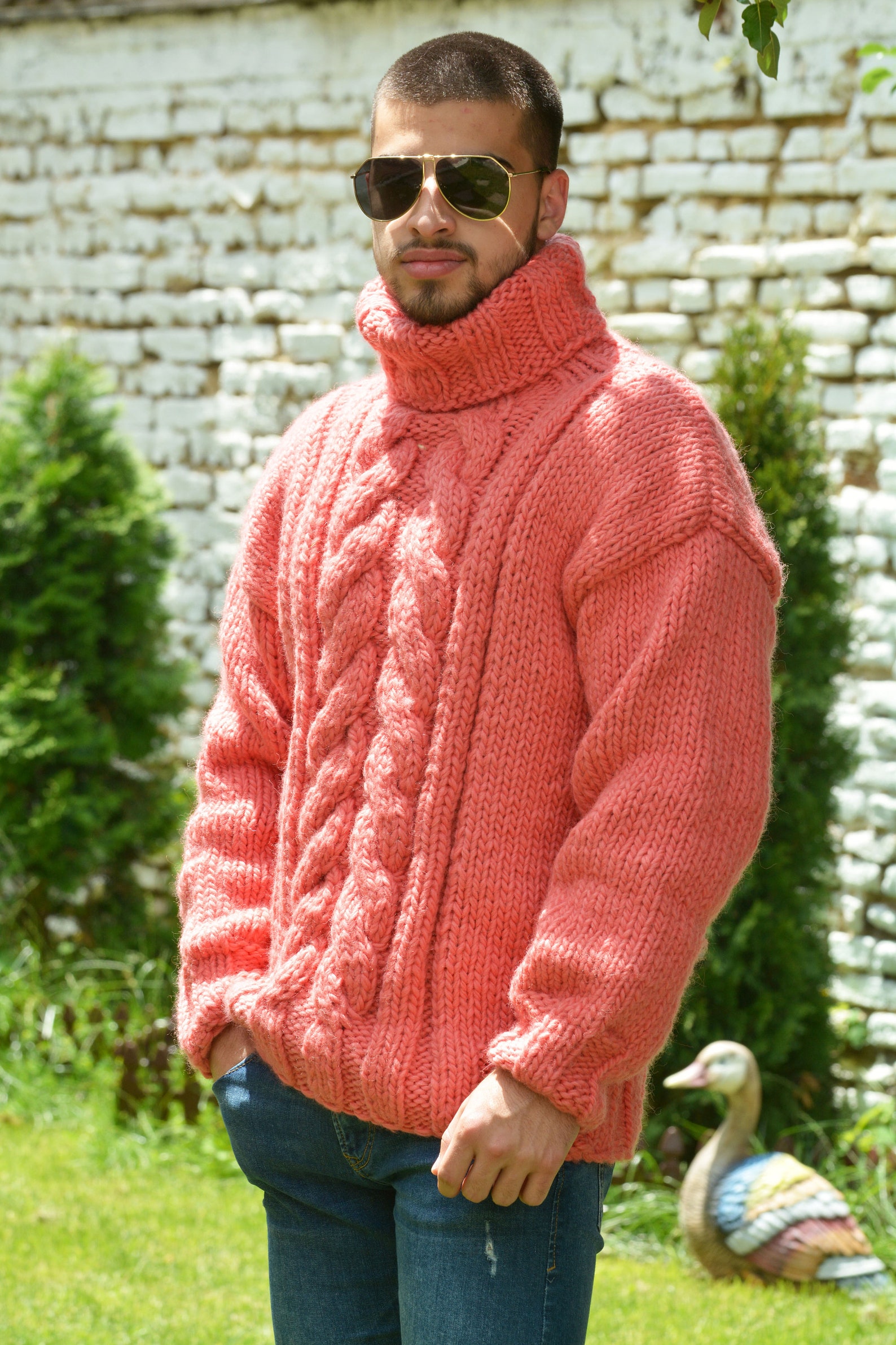 Hand Knit Wool Sweater Chunky Cable Jumper Soft Knit - Etsy