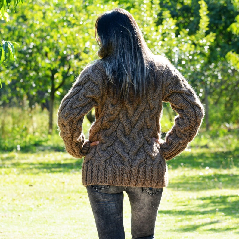 Made to Order Hand Knitted Pure Soft Wool Sweater Light Beige | Etsy