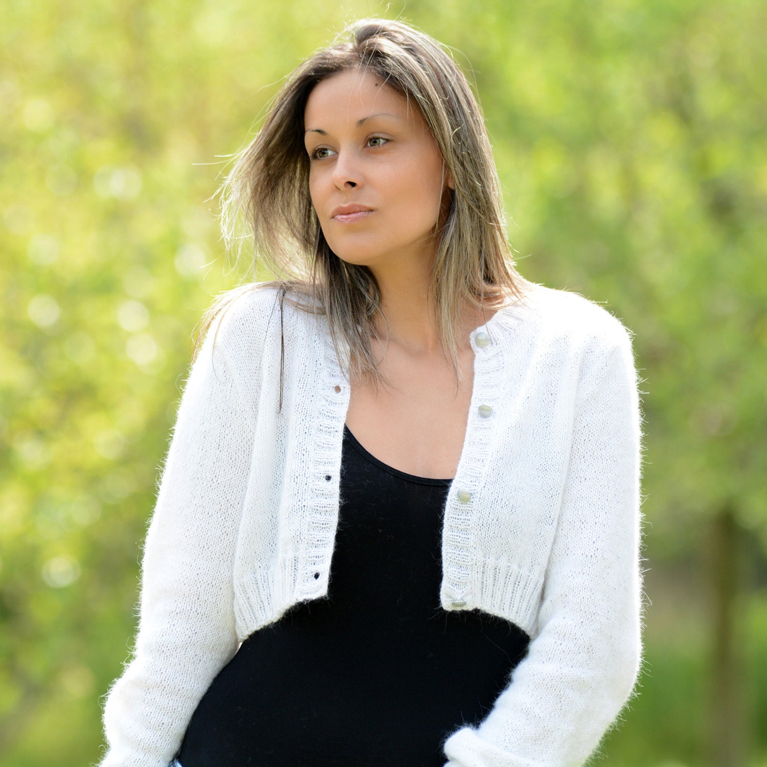 READY to SHIP Hand Knit 70% ANGORA Rabbit Cardigan White - Etsy