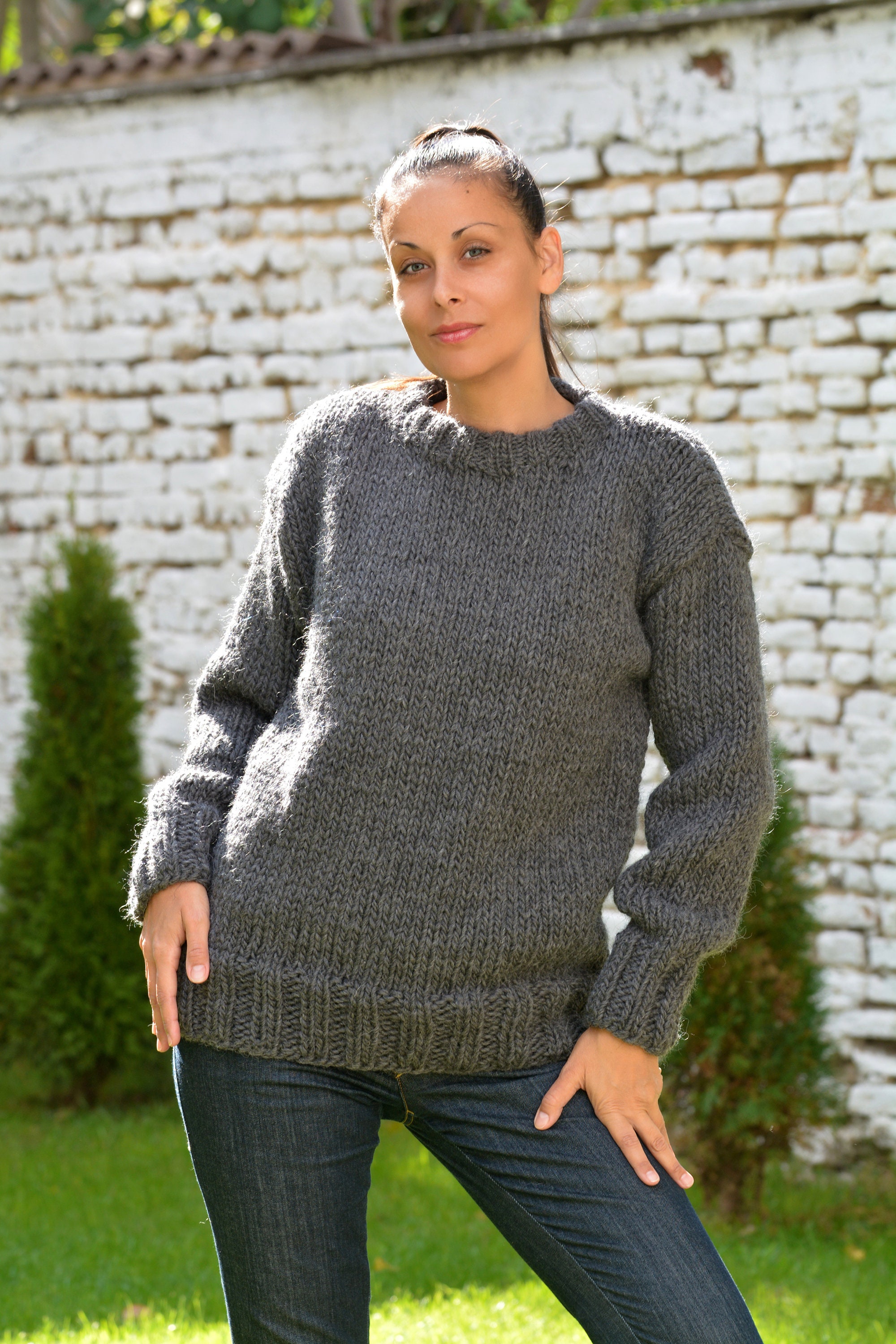 Hand Knitted Wool Sweater Designer Soft Jumper Crew Neck - Etsy Australia