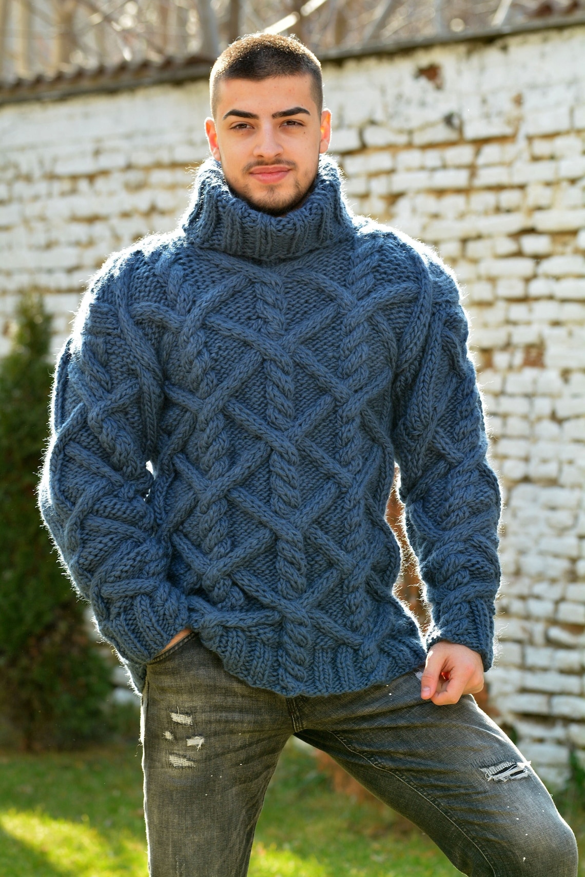 Chunky Knitted Wool Sweater Hand Knitted Soft Jumper - Etsy