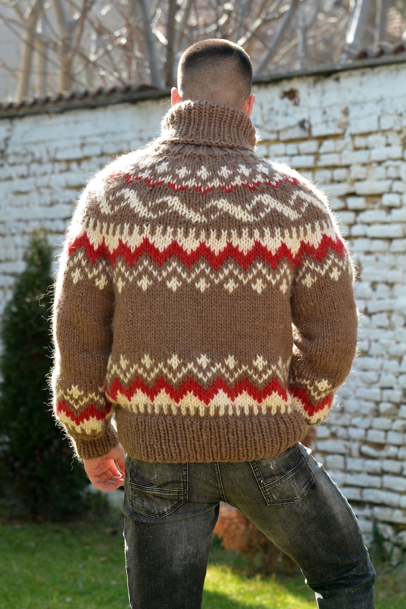 Designer Hand Knitted Wool Sweater Icelandic Turtleneck Norwegian ...