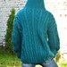 Hand Knitted Wool Coat Soft Green Cardigan Hooded Cable Knit - Etsy