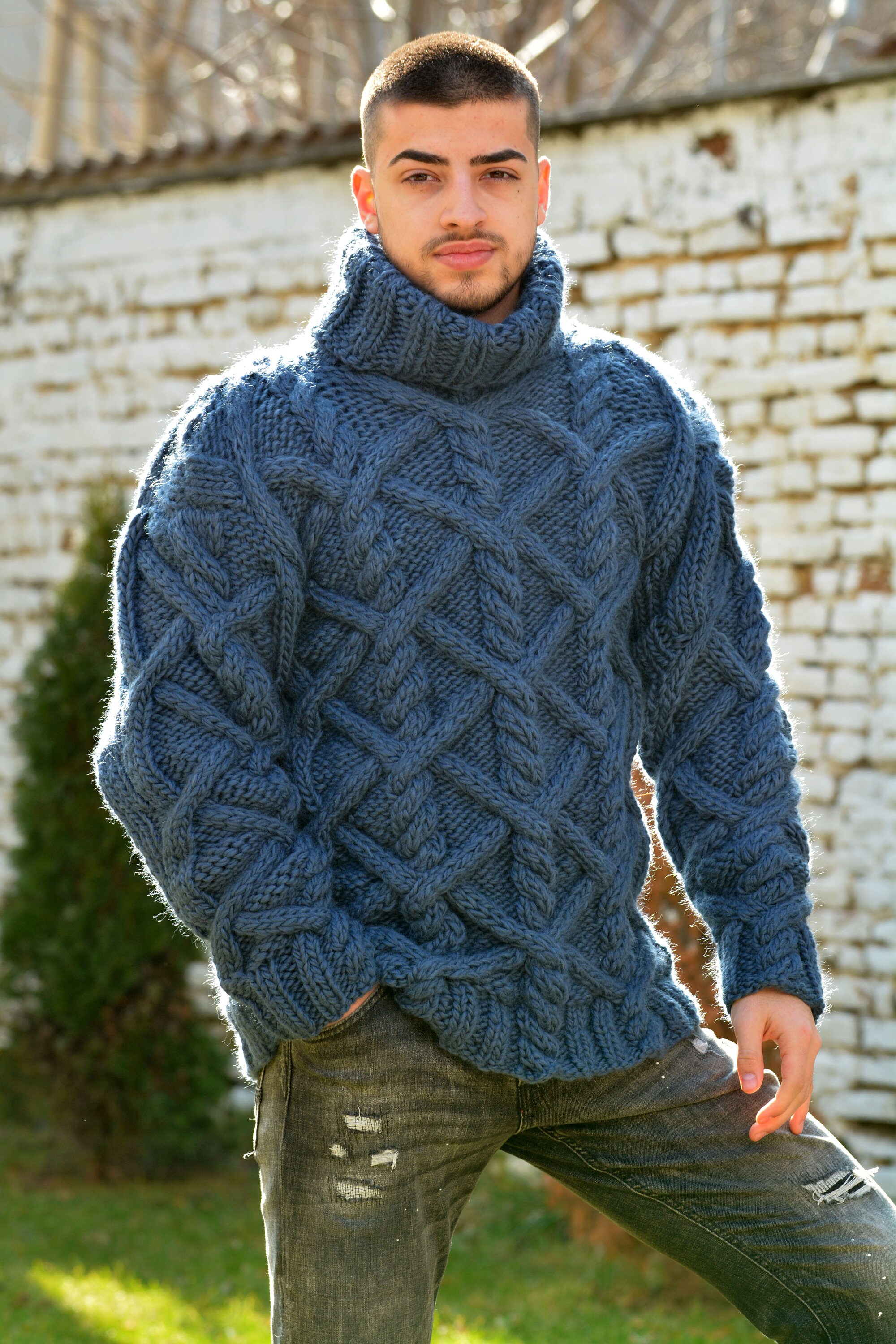 Chunky Knitted Wool Sweater Hand Knitted Soft Jumper - Etsy