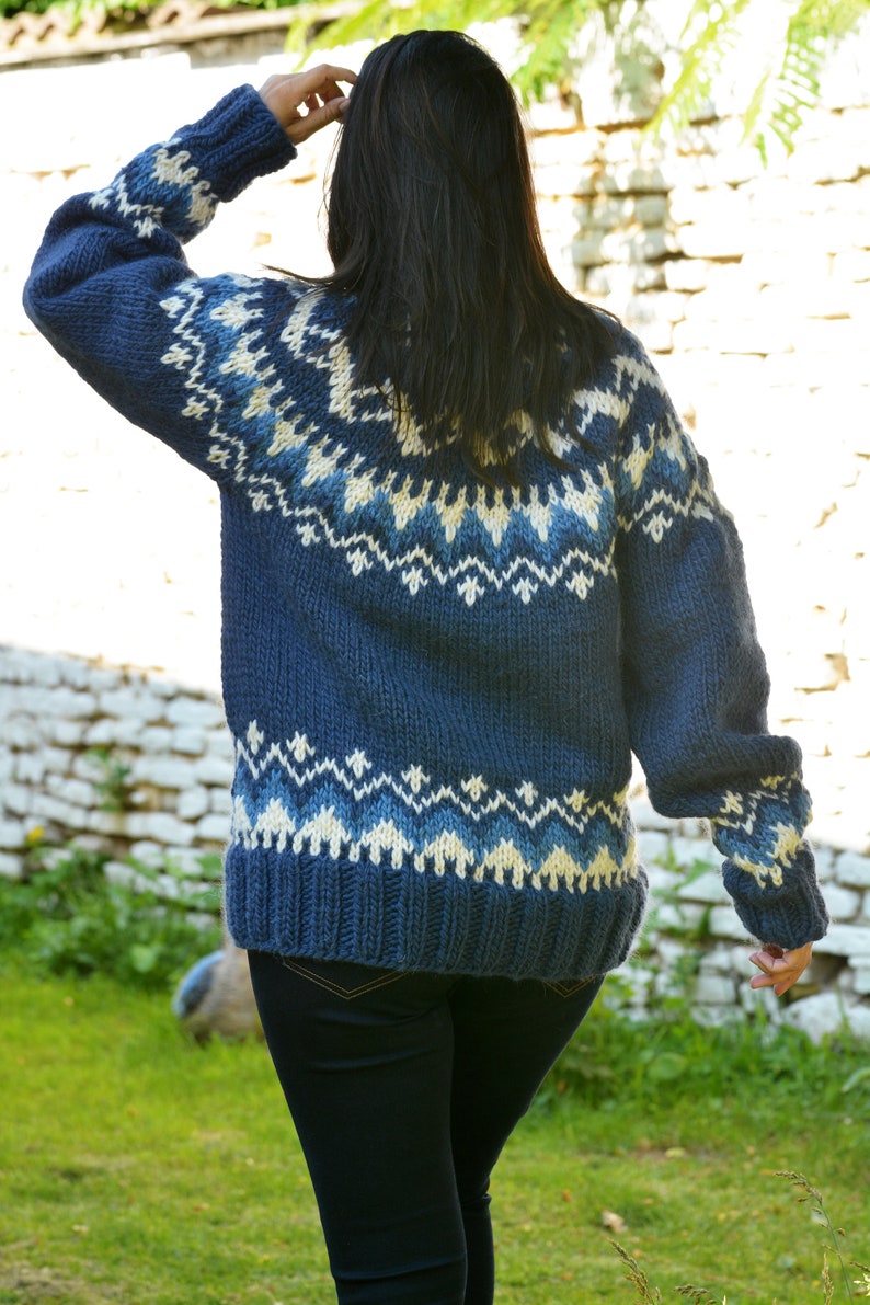 Designer Hand Knitted Wool Sweater Icelandic Turtleneck Norwegian ...