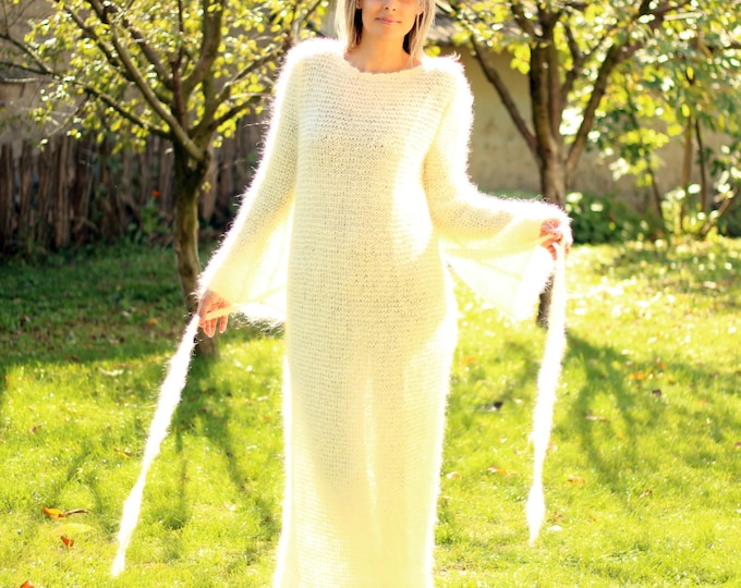 Supertanya Long Fuzzy Mohair Dress Hand Knitted Fluffy Gown, Made to ...