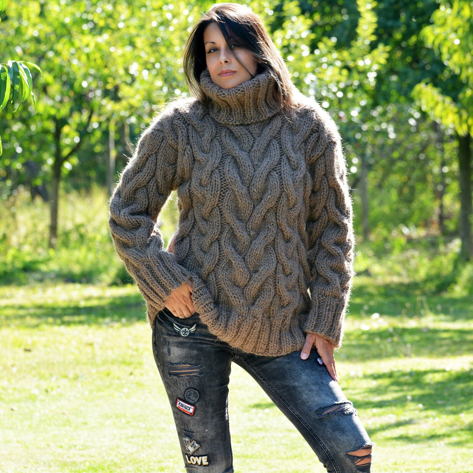 Made to Order Hand Knitted Pure Soft Wool Sweater Light Beige - Etsy