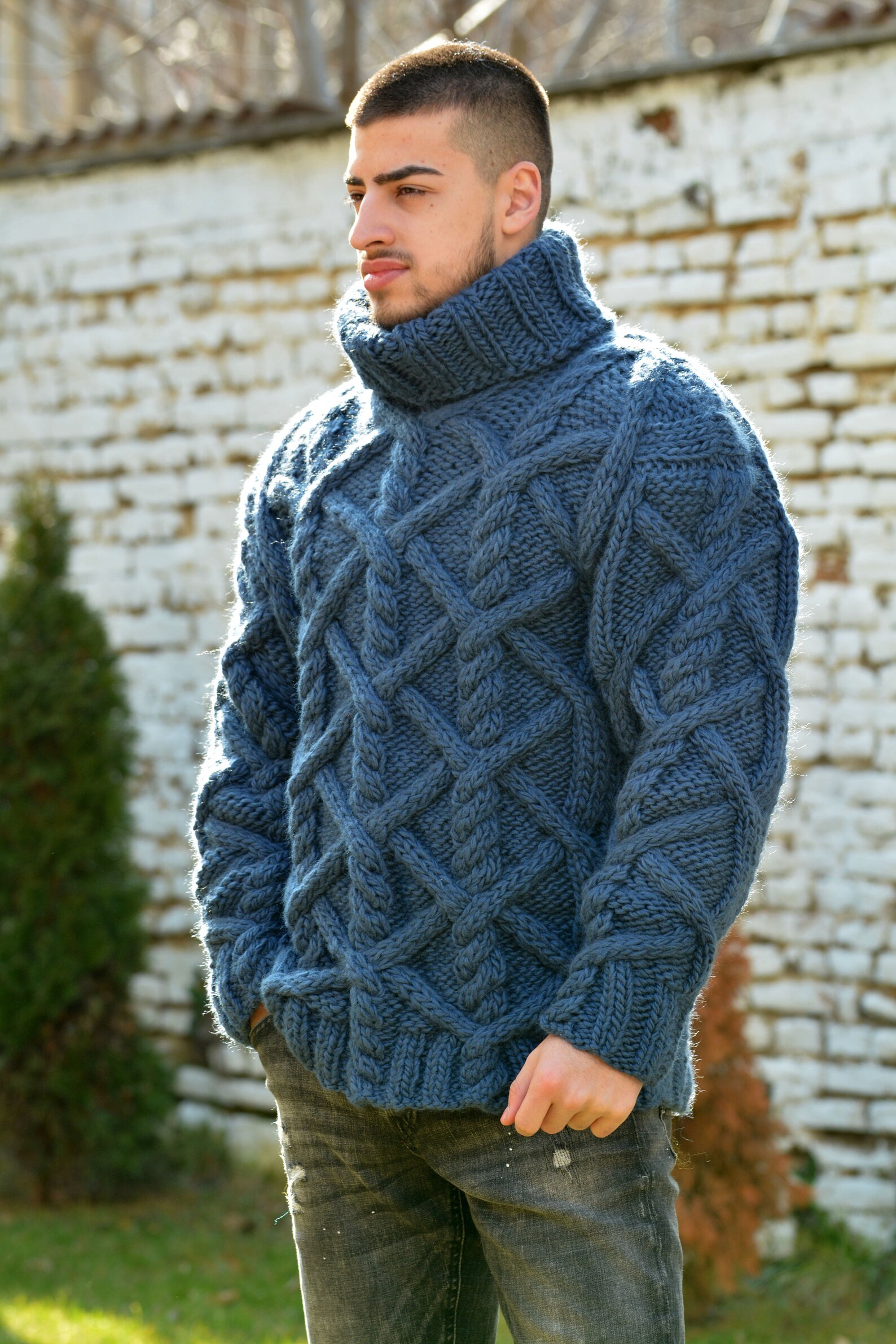 Chunky Knitted Wool Sweater Hand Knitted Soft Jumper - Etsy