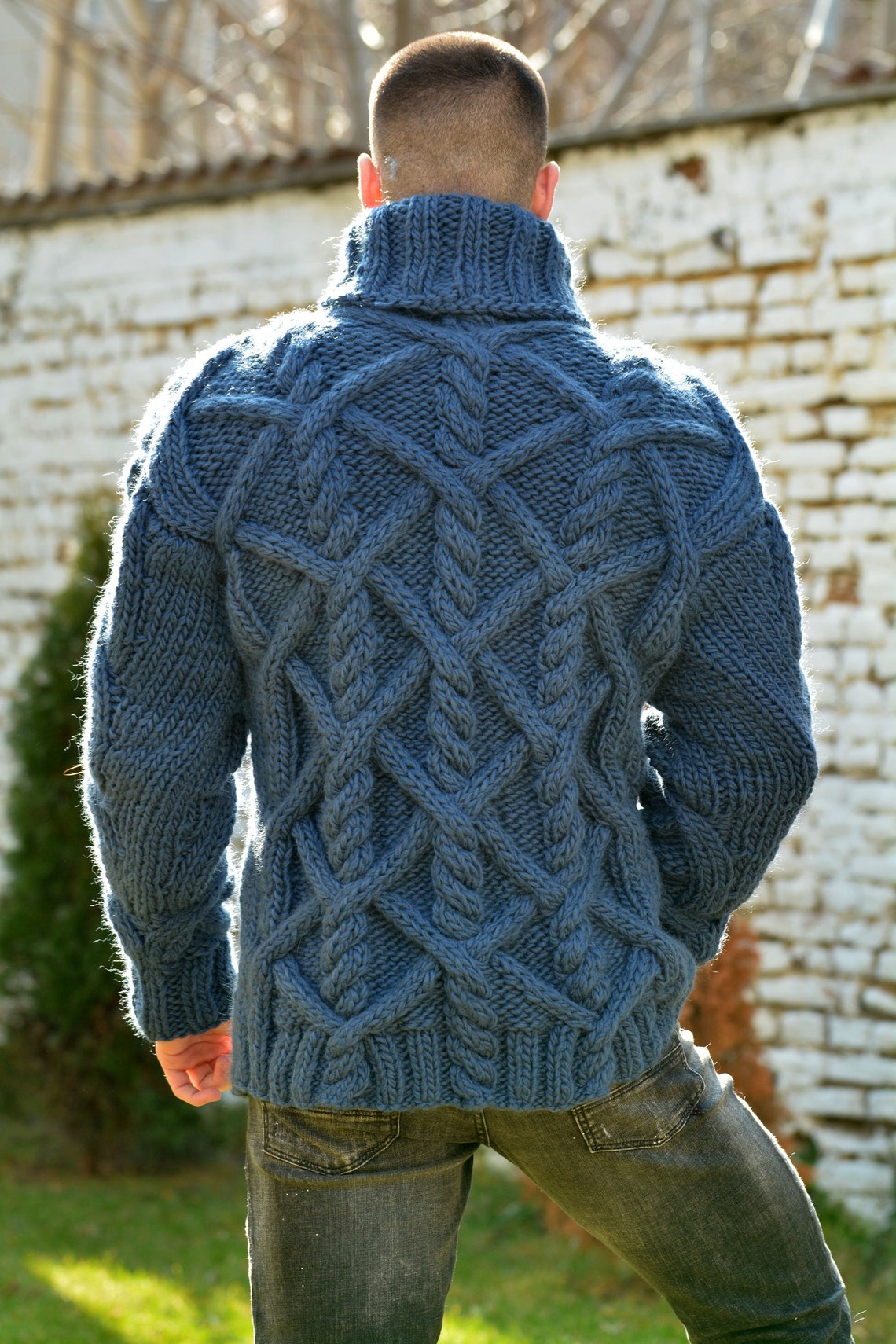Chunky Knitted Wool Sweater Hand Knitted Soft Jumper - Etsy