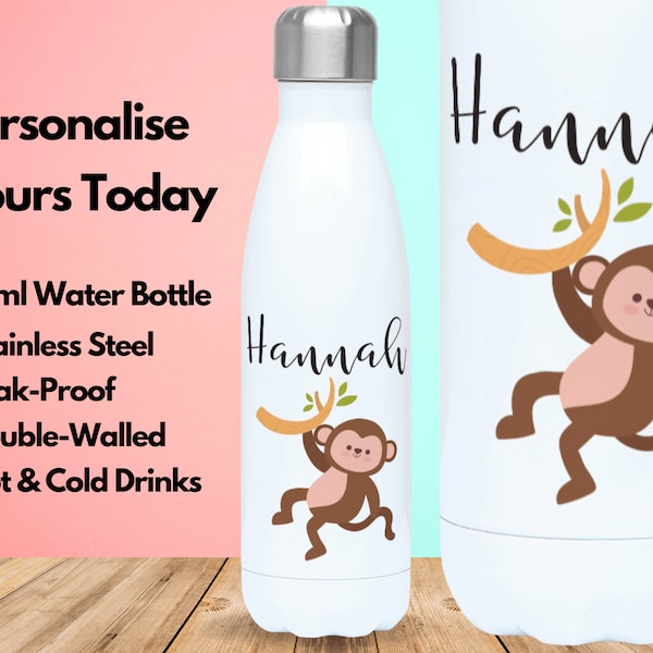 Monkey Water Bottle - Etsy
