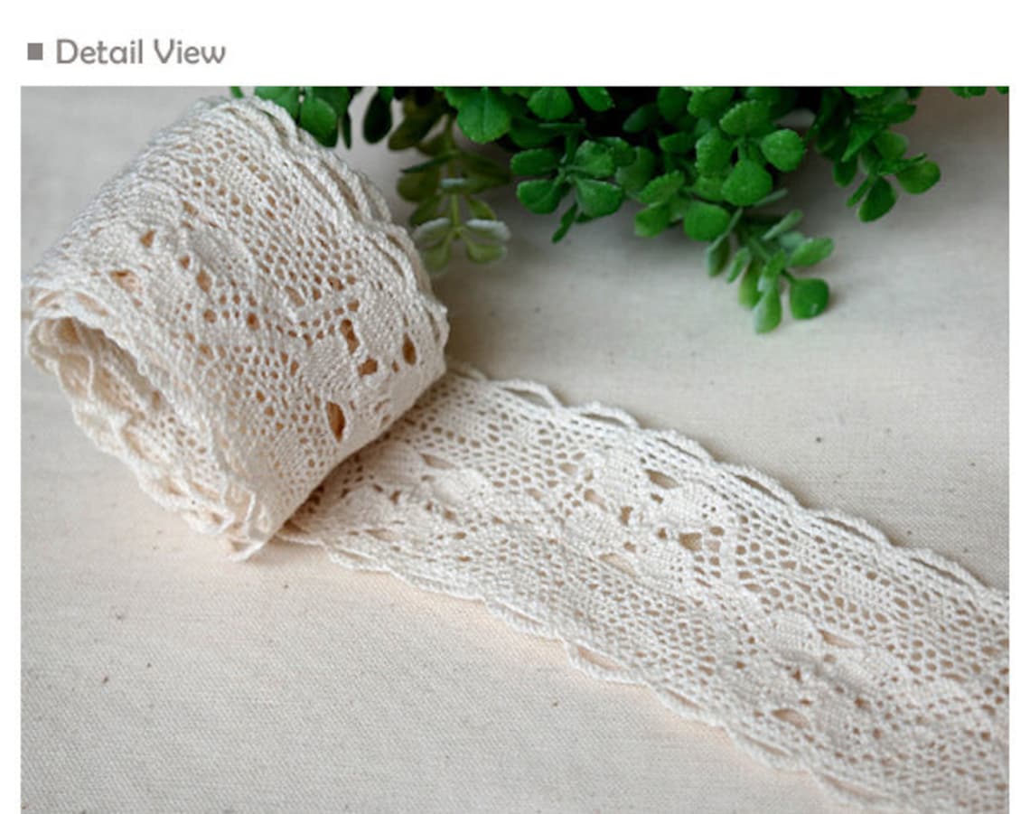 1Y Vintage Cotton Lace Crochet Trim 1.43.5cm Natural - Etsy