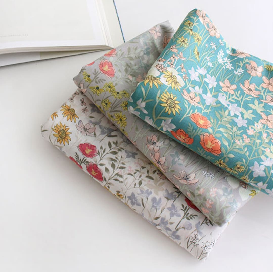 Cotton Fabric Flower Pattern by the Yards 59" Cozy Wild Garden - Etsy