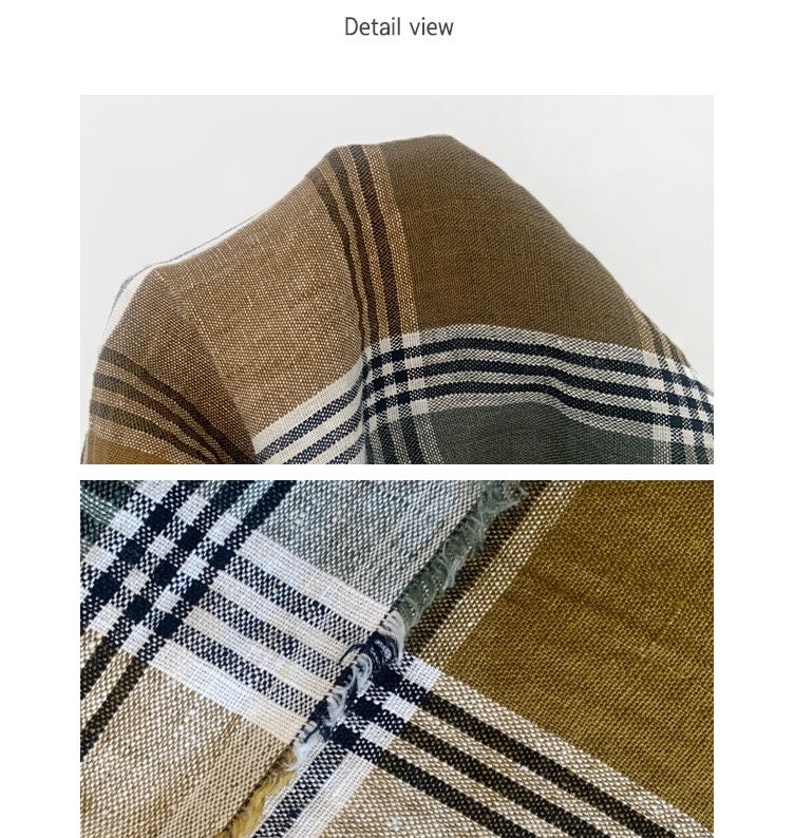Premium Quality 100% Pure Linen Fabric Check Pattern by the Yards 57 ...