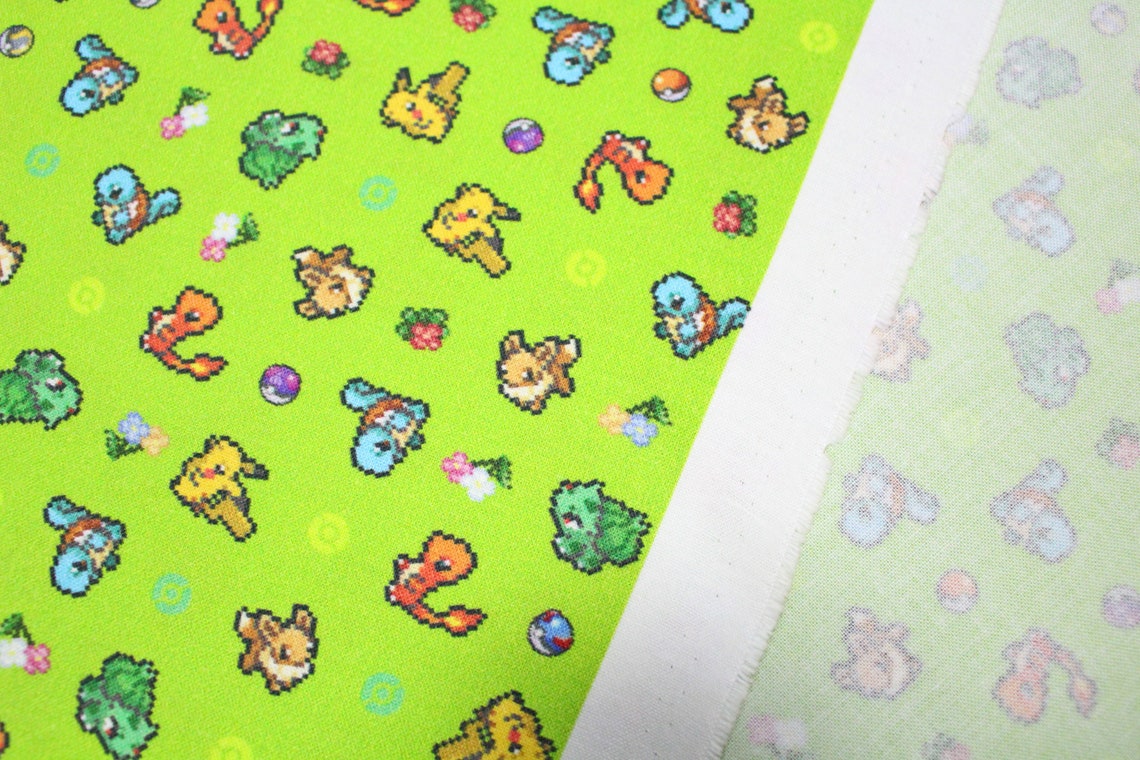 Half Yard Pokemon Fabric Pixel Pikachu Character Fabric Cotton | Etsy