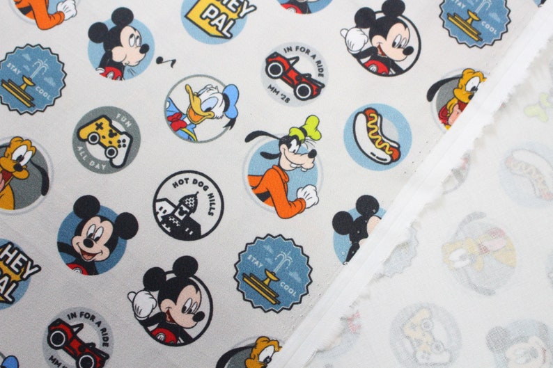Disney Cotton Fabric by the Yard Mickey Character Fabric - Etsy