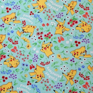 Half Yard Pokemon Fabric Pikachu Mint Character Fabric Cotton Fabric ...