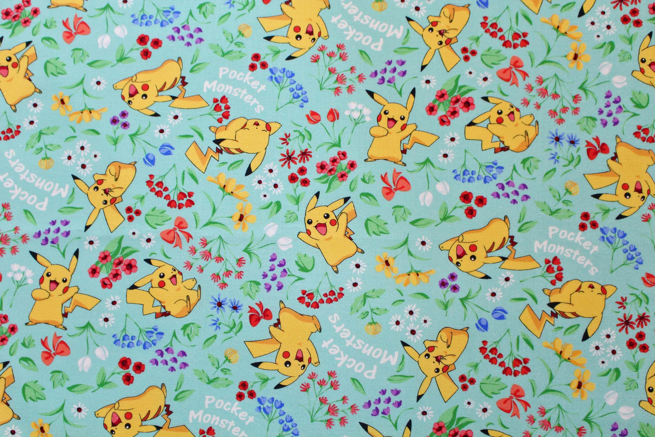 Half Yard Pokemon Fabric Pikachu Mint Character Fabric Cotton | Etsy
