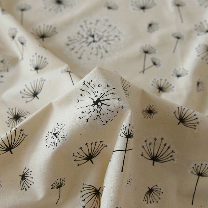 Dandelion Pattern Cotton Fabric Dandelion Flower Fabric by the Yard 44 ...