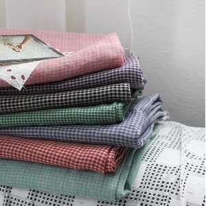 Premium Quality 100% Pure Linen Fabric by the Yard 3mm X 2mm Gingham ...