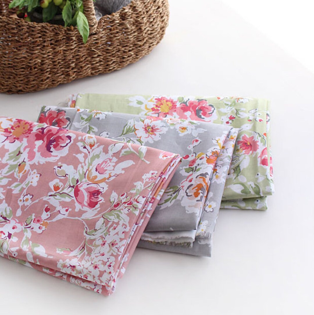 Cotton Fabric Flower Pattern by the Yards 59" Cozy Great Rose - Etsy