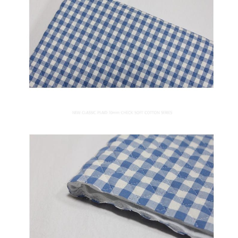 Quilted Cotton Gingham Check Fabric by the Yard 44" Soft Padded Sewing ...