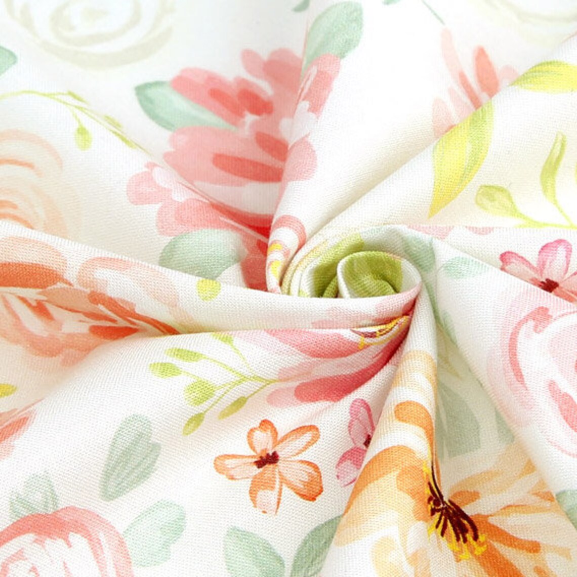 Cotton Fabric Flower Fabric by the Yard 44" Wide SY Coral Roti - Etsy