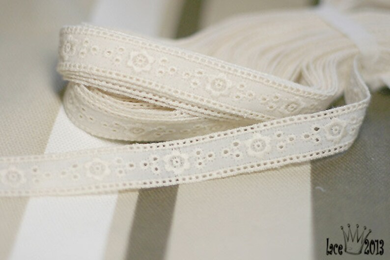 14yds Broderie Anglaise Cotton Vintage Wedding Ribbon Eyelet Lace Trim ...