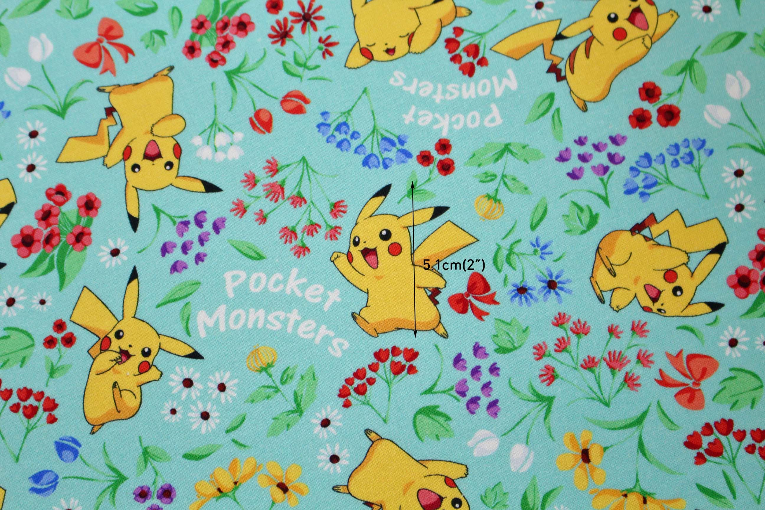 Half Yard Pokemon Fabric Pikachu Mint Character Fabric Cotton | Etsy