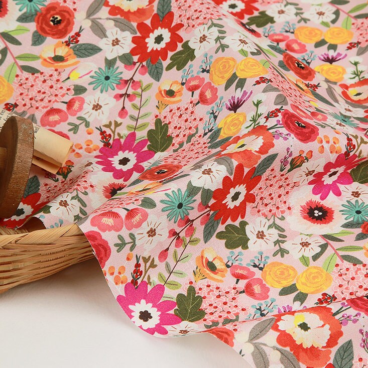 Premium Quality Cotton Fabric by the Yard Flower Fabric | Etsy