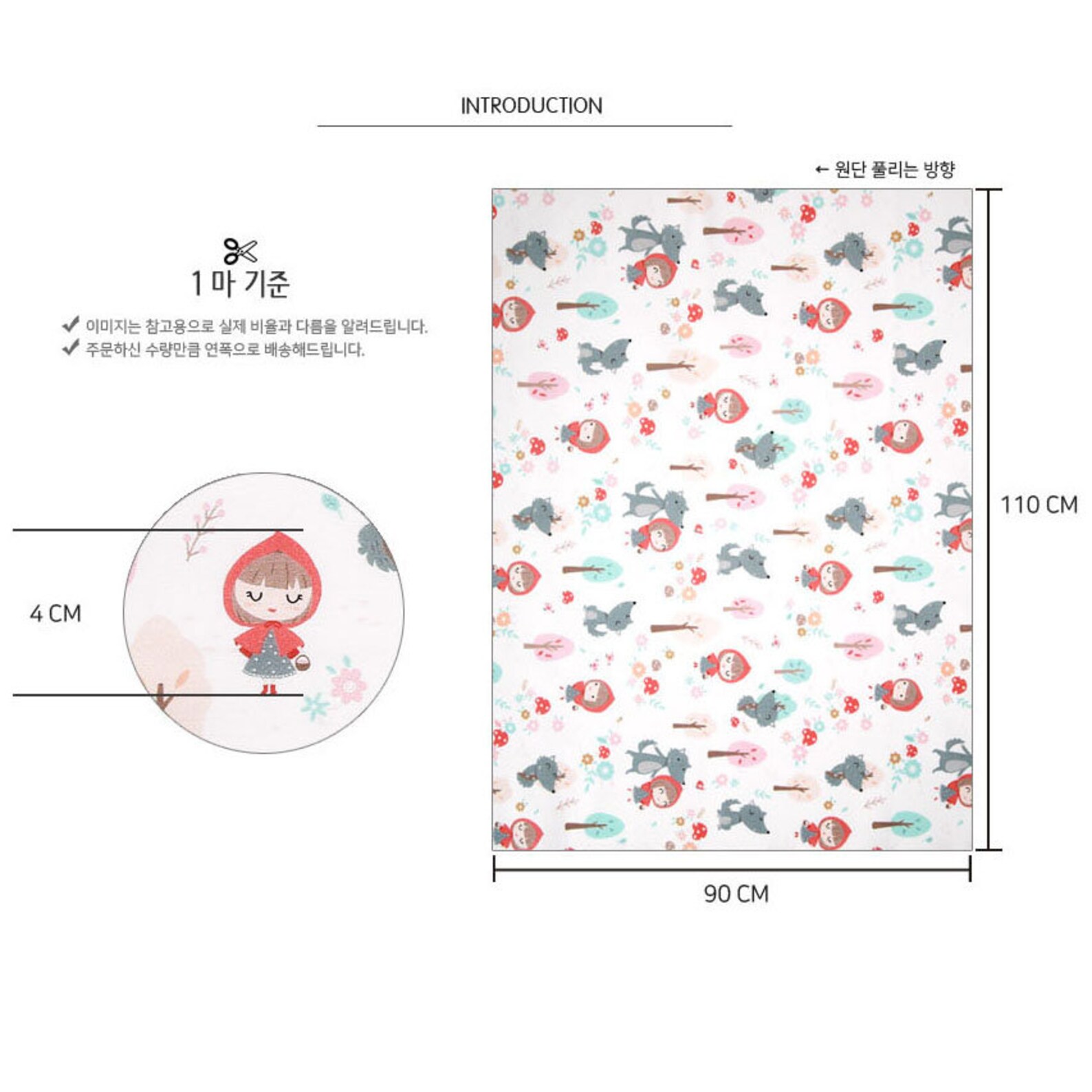 Cotton Fabric Character Fabric by the Yard 44" Wide SY Red Riding Hood ...