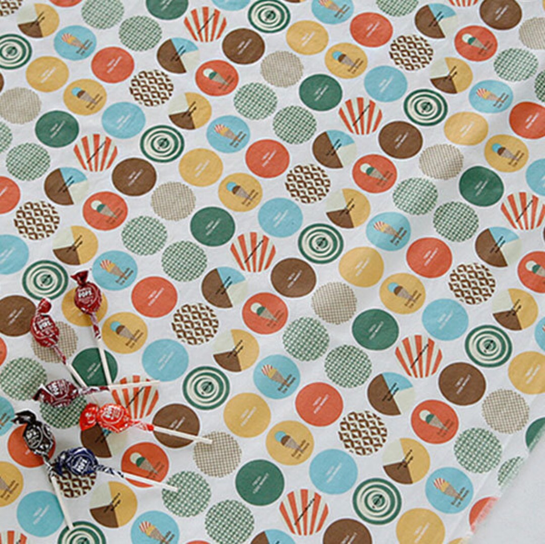 Cotton Fabric Ice Cream Pattern by the Yard 44 Cozy Ice - Etsy