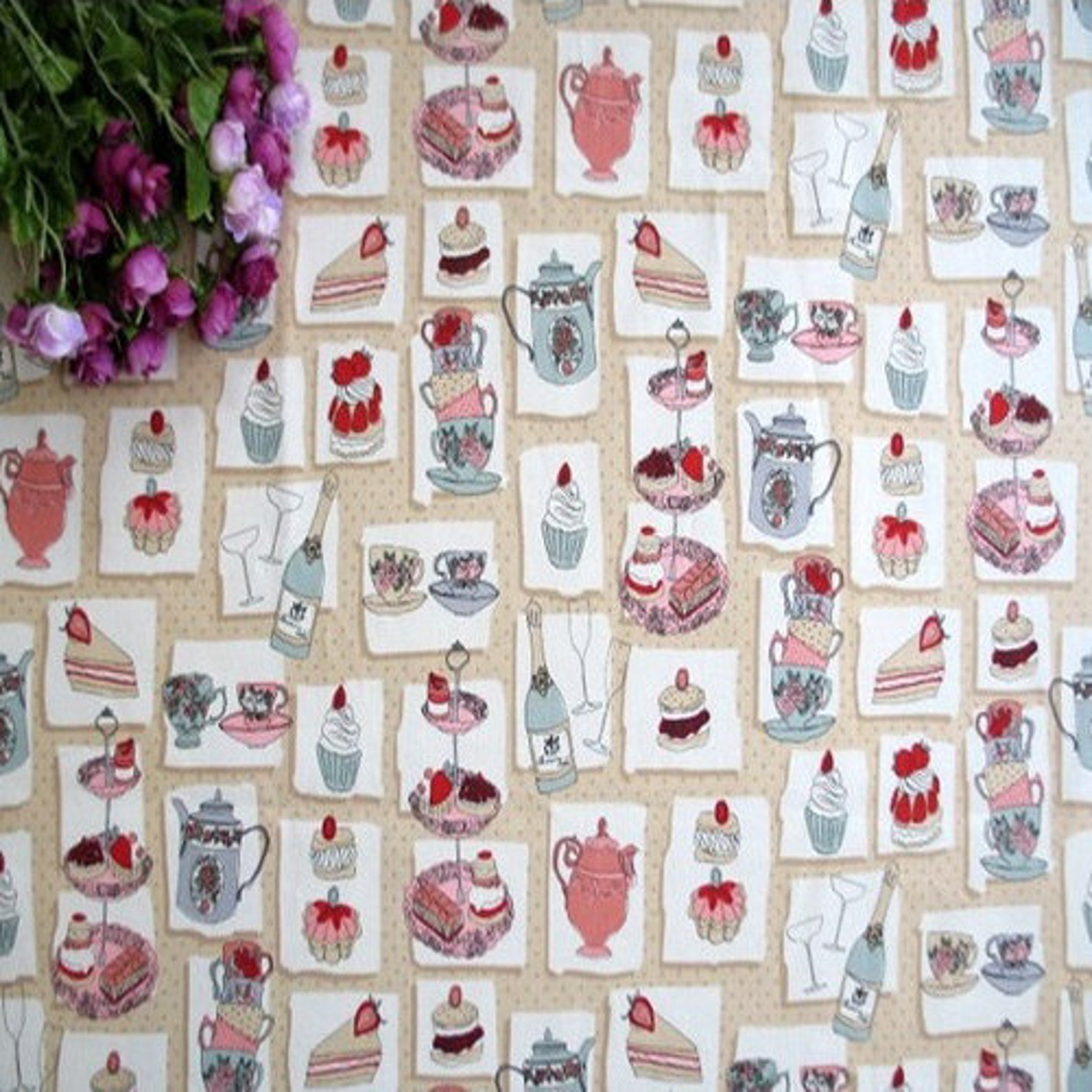 Cotton Fabric Food/Kitchen Theme Fabric by the Yard 44 | Etsy