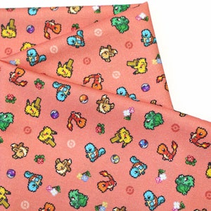 Half Yard Pokemon Fabric Pixel Pikachu Character Fabric Cotton Fabric ...