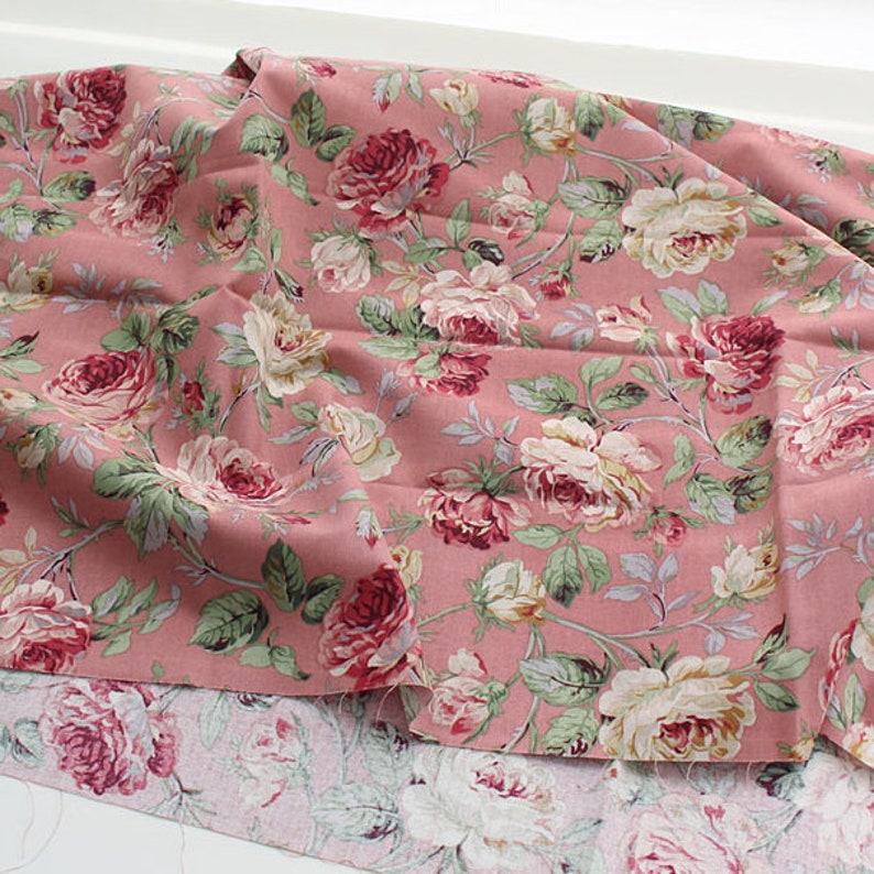 Cotton Fabric Flower Pattern by the Yards 44" Cozy Big Rose Garden - Etsy
