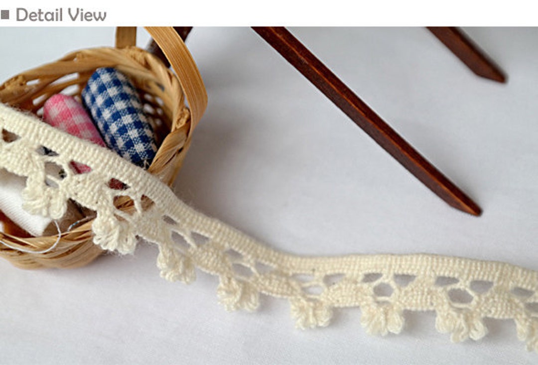 2Y Vintage Cotton Lace Crochet Trim 1.5cm Natural Ivory YH1014 ...