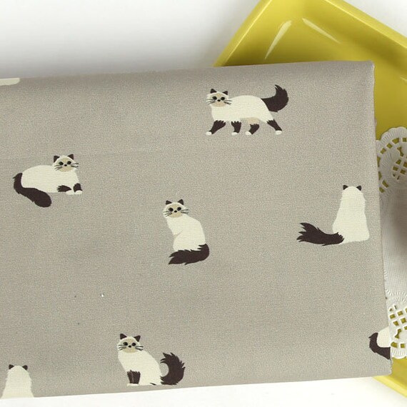 Cotton Fabric Cat Fabric by the Yard 44 Wide SY Siamese | Etsy