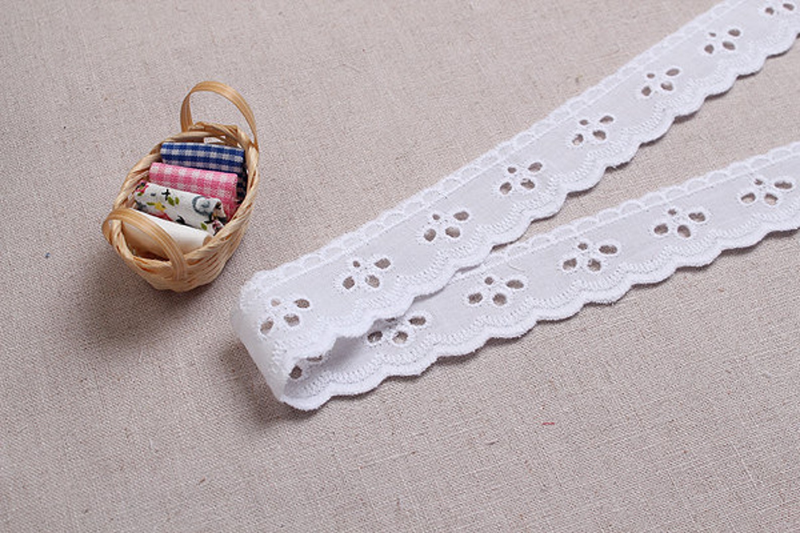 10free 4yds Embroidery Cotton Ribbon Eyelet Lace Trim - Etsy